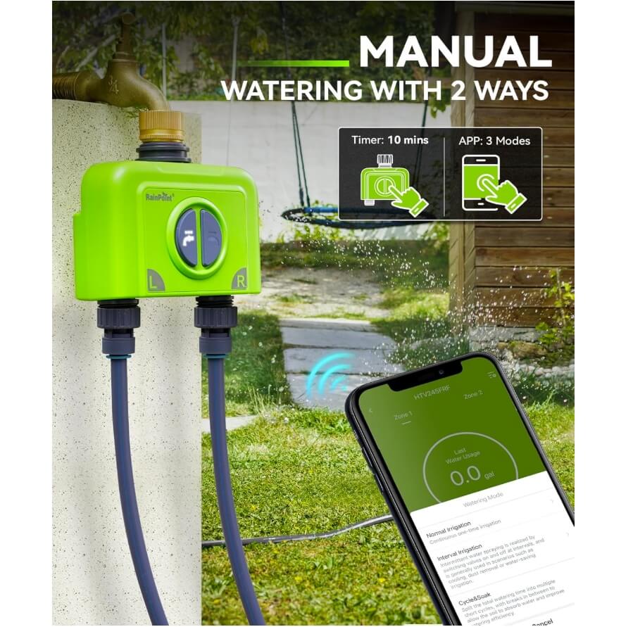 RainPoint Smart WiFi Hose Timer – Remote Control, Weather-Based ...